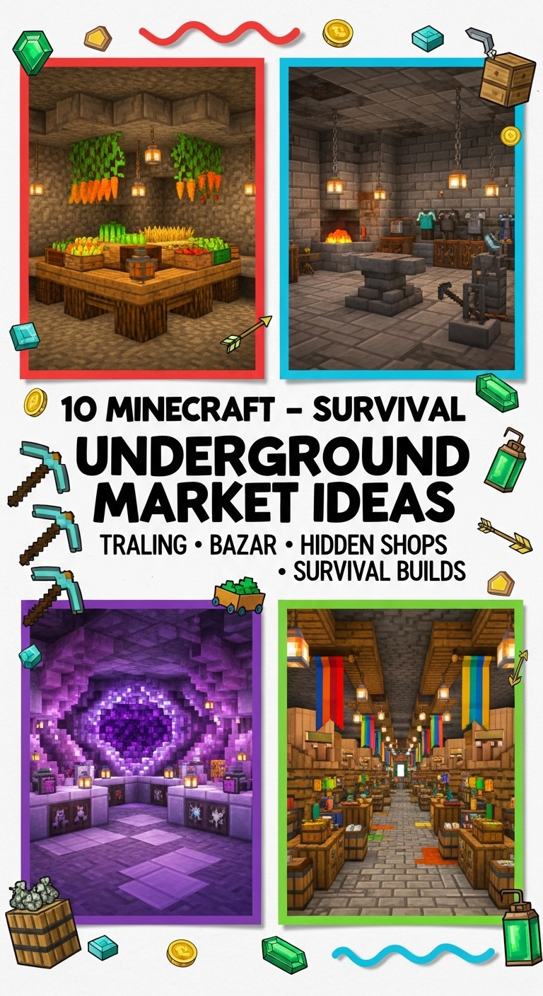 10 Minecraft – Survival Underground Market Ideas